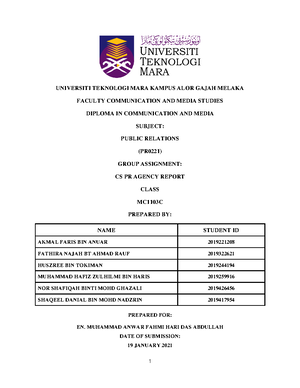 PR450 Proposal (Shasha, Hanis, Ayra, Sutera) - public relation - UiTM ...