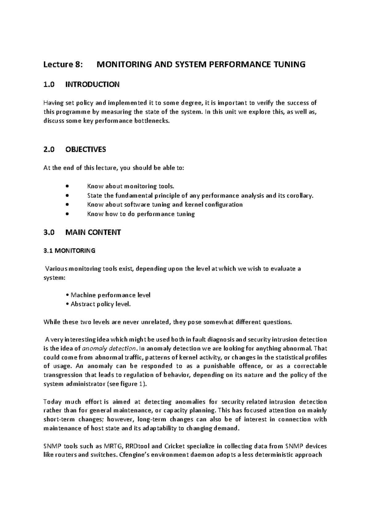 Lecture 8 - Monitoring System Performane Tuning - Lecture 8: MONITORING AND SYSTEM PERFORMANCE ...