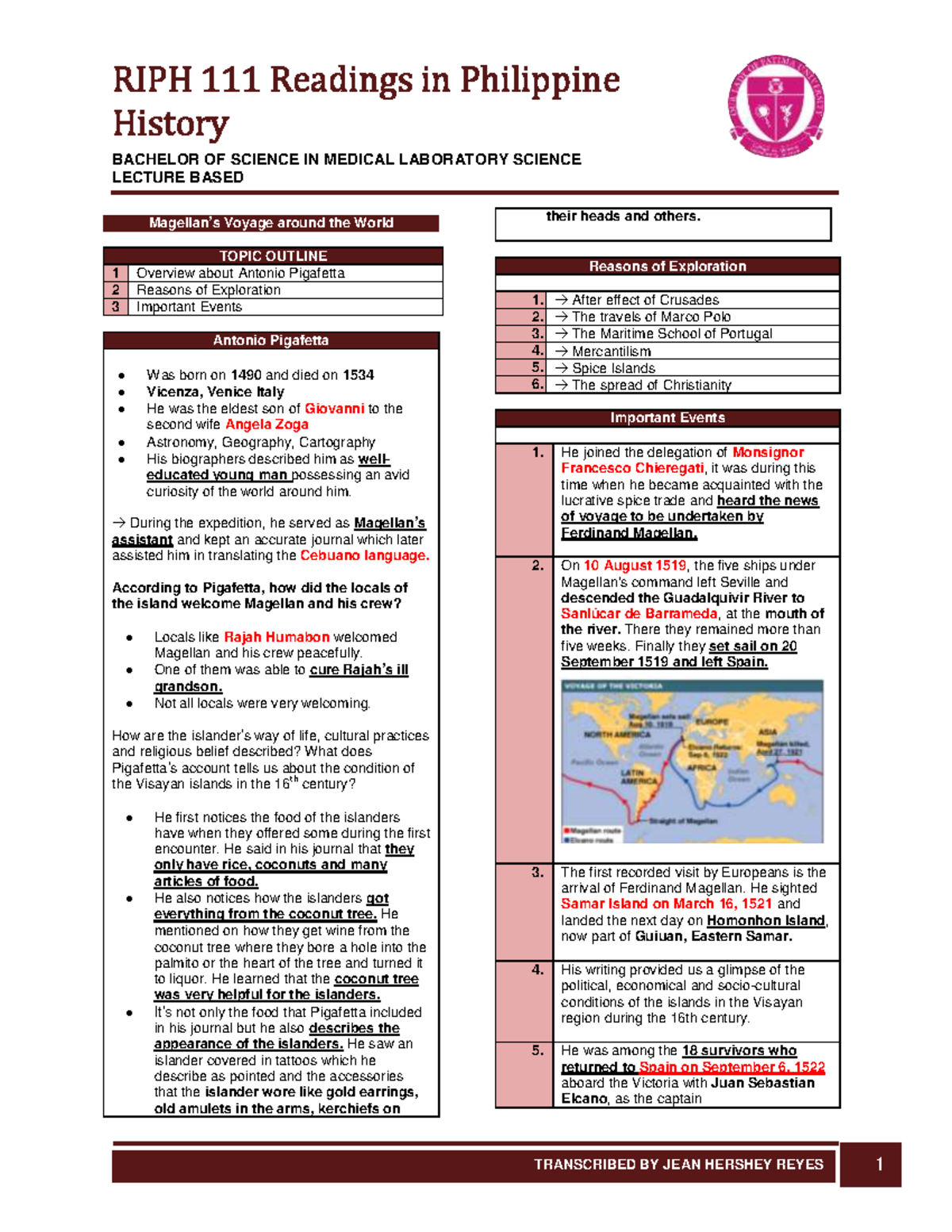 Lesson 3 Magellan’s Voyage around the World - RIPH 111 Readings in Philippine History BACHELOR ...