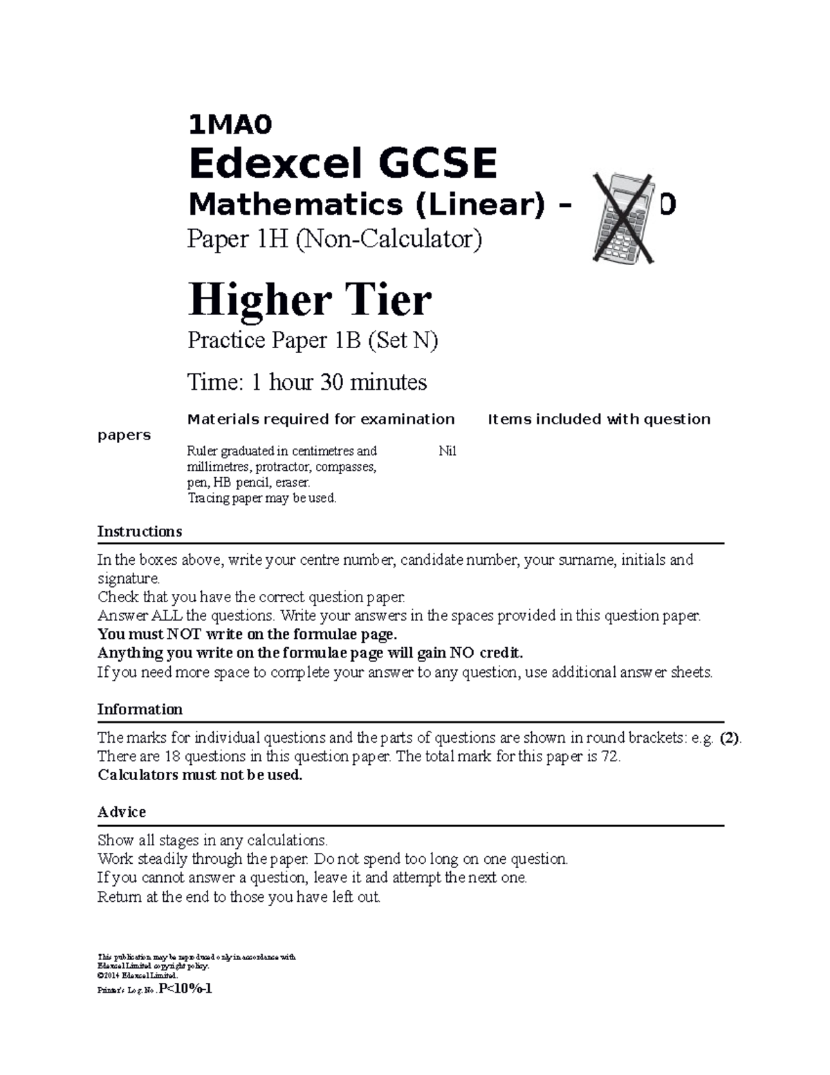 3. Higher Tier - A to Astar (2A) - 1MA Edexcel GCSE Mathematics (Linear ...