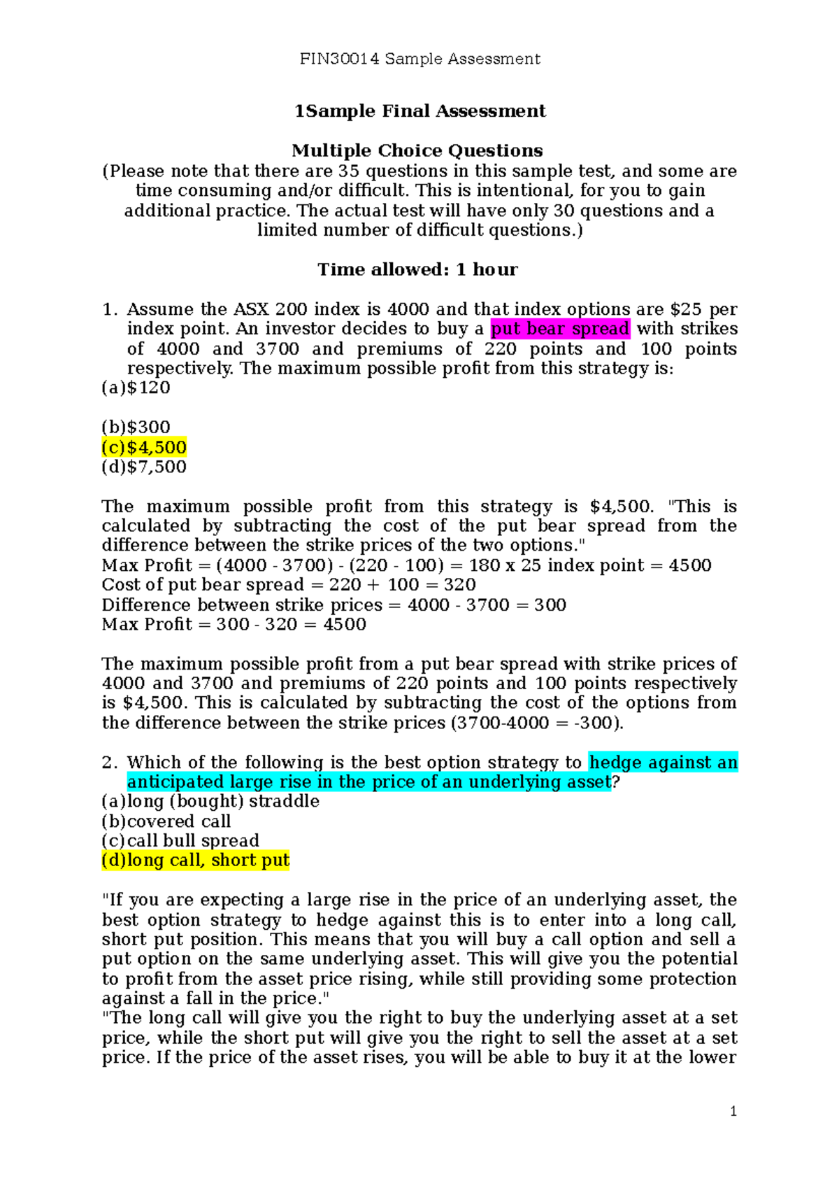 Sample MCQ Questions - 1Sample Final Assessment Multiple Choice ...