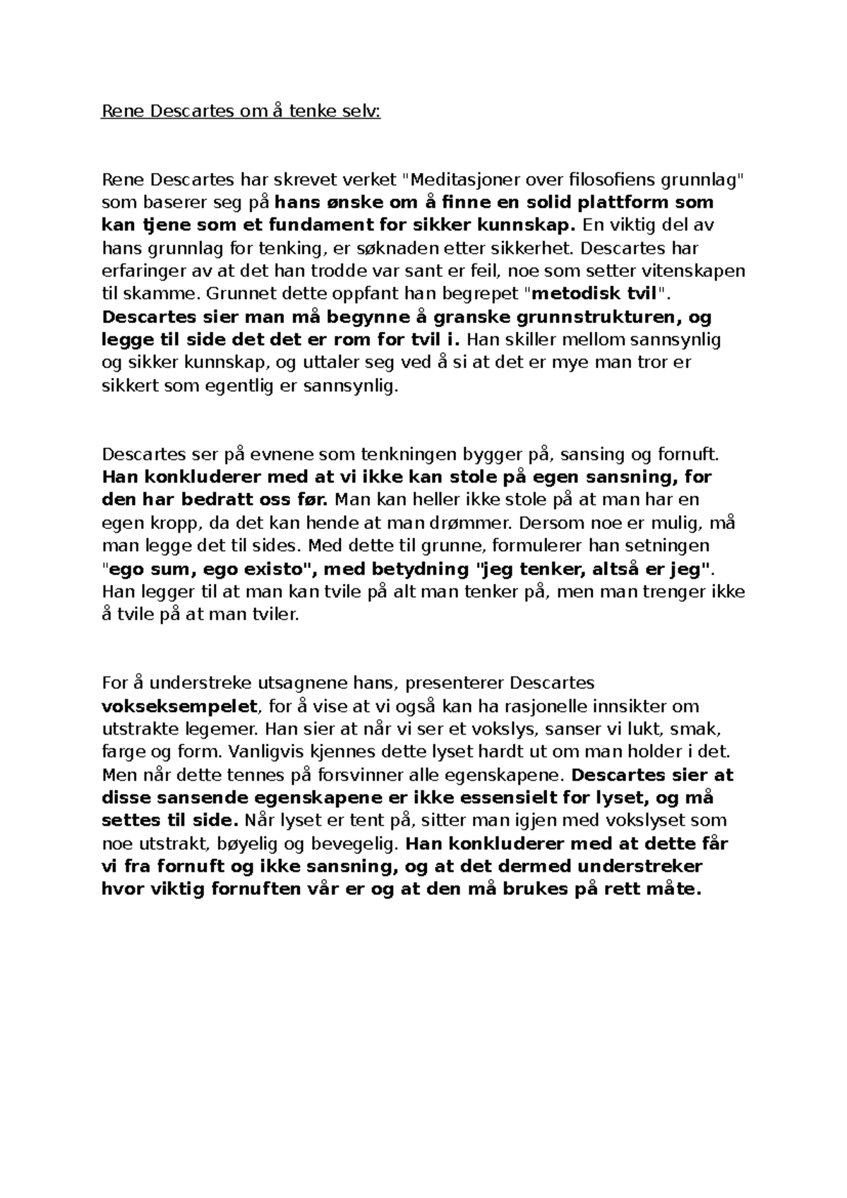 Rene Descartes om å tenke selv - Rene Descartes om å tenke selv: Rene ...