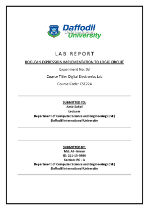 Lab Experiment 01 - Lab manual - Daffodil International University Department of Electrical and ...
