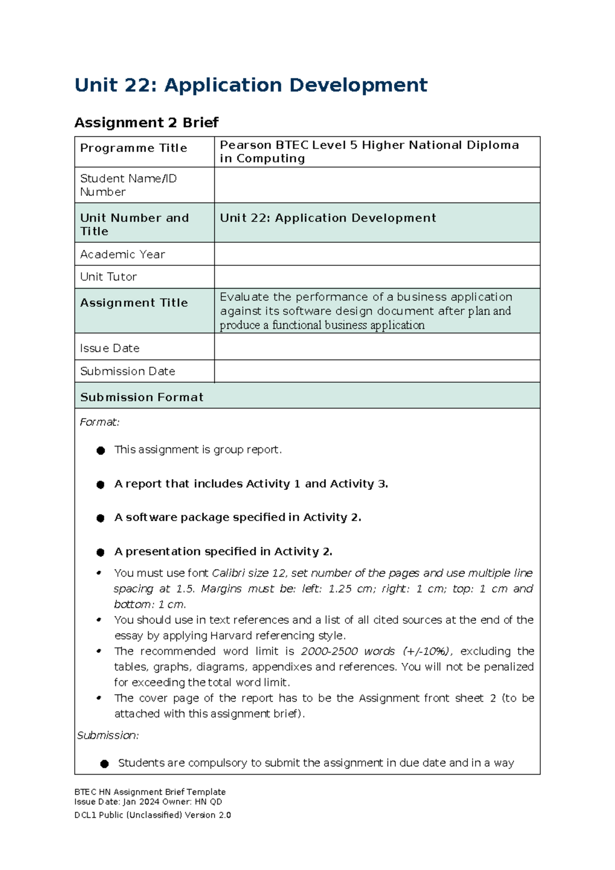 Assignment 2 - wirte read leetsing - Unit 22: Application Development Assignment 2 Brief ...