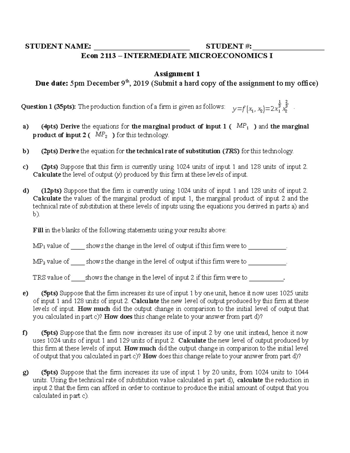 practice problem set - STUDENT NAME: ________________________ STUDENT