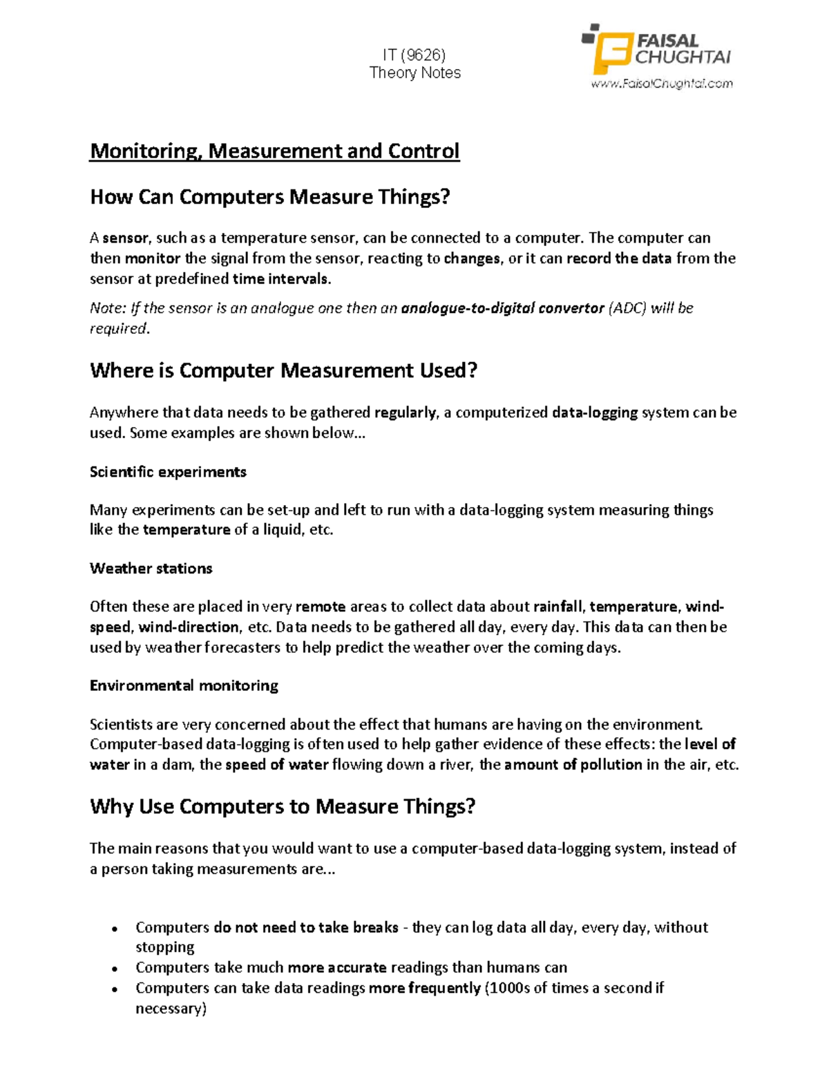 Monitoring measurement am q E7SSox - Theory Notes Monitoring ...