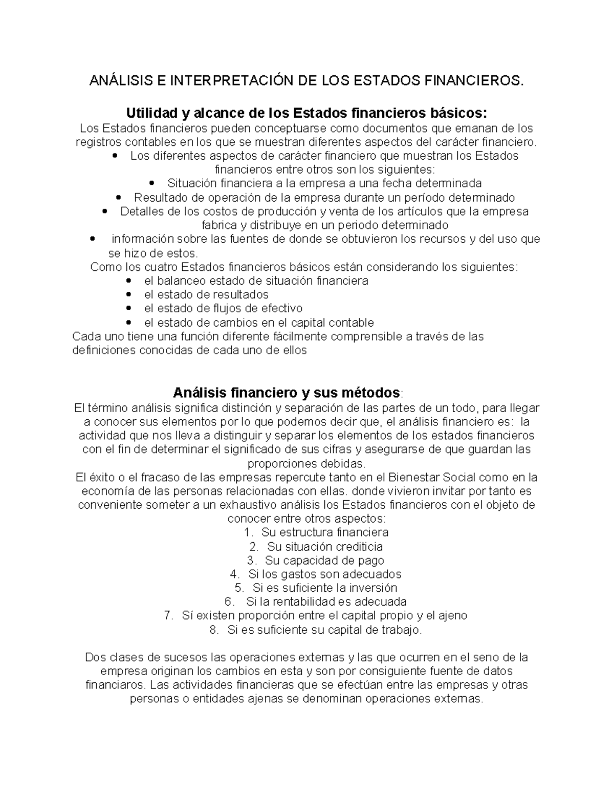 Analisis E Interpretacion DE LOS Estados Financieros - ANÁLISIS E INTERPRETACIÓN DE LOS ESTADOS ...