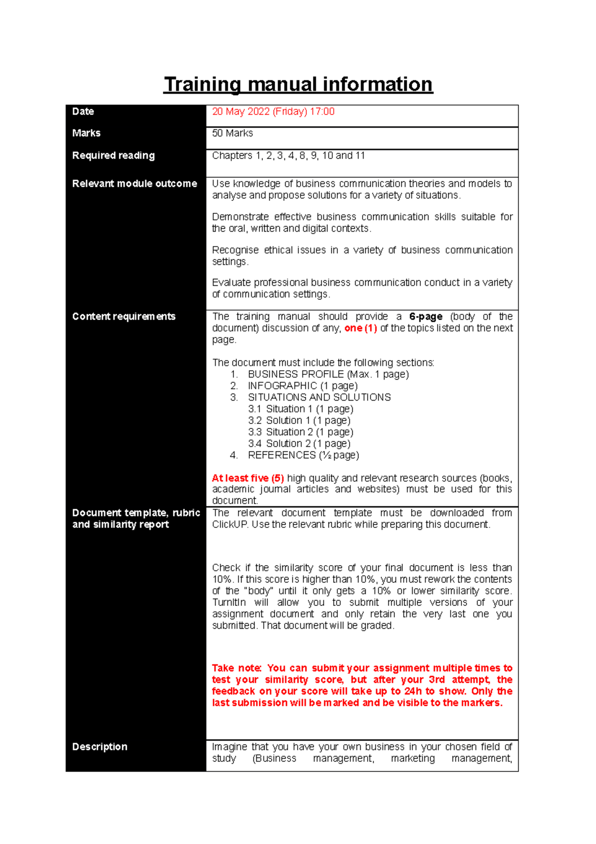 Training manual information(1) - Training manual information Date 20 ...