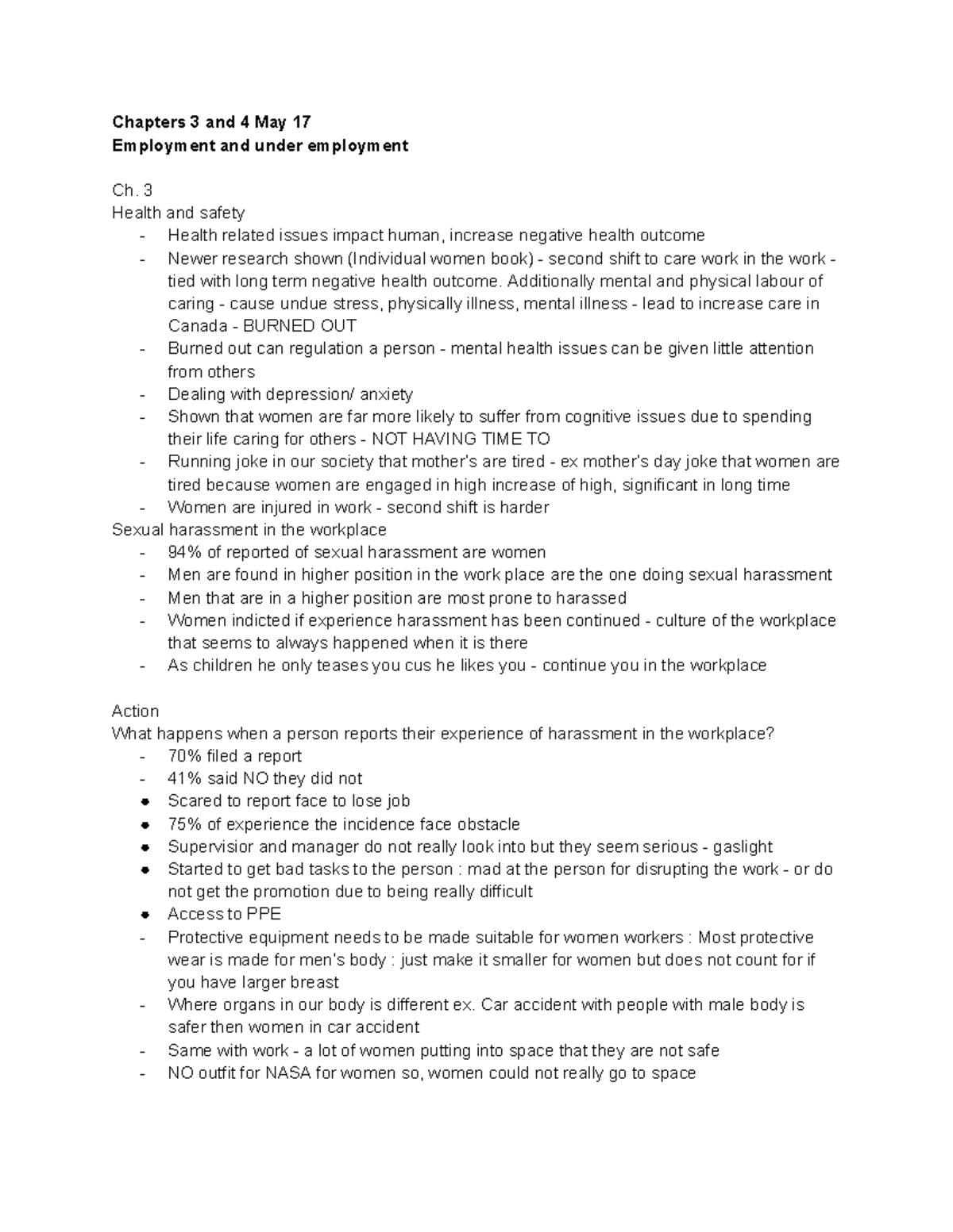 Chapter 3 and 4 - Chapters 3 and 4 May 17 Employment and under ...