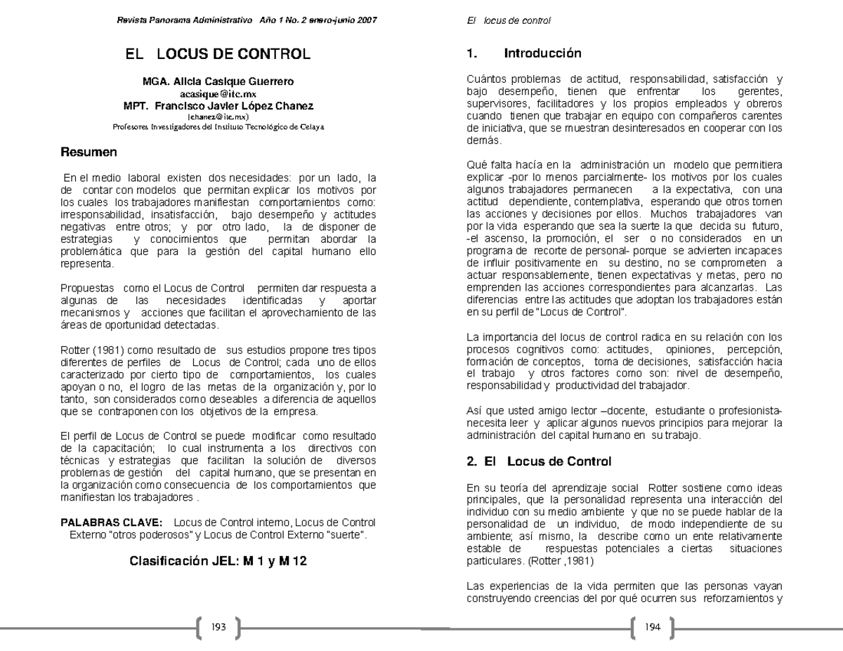 El locus de Control - Warning: Popup annotation has a missing or invalid parent annotation ...