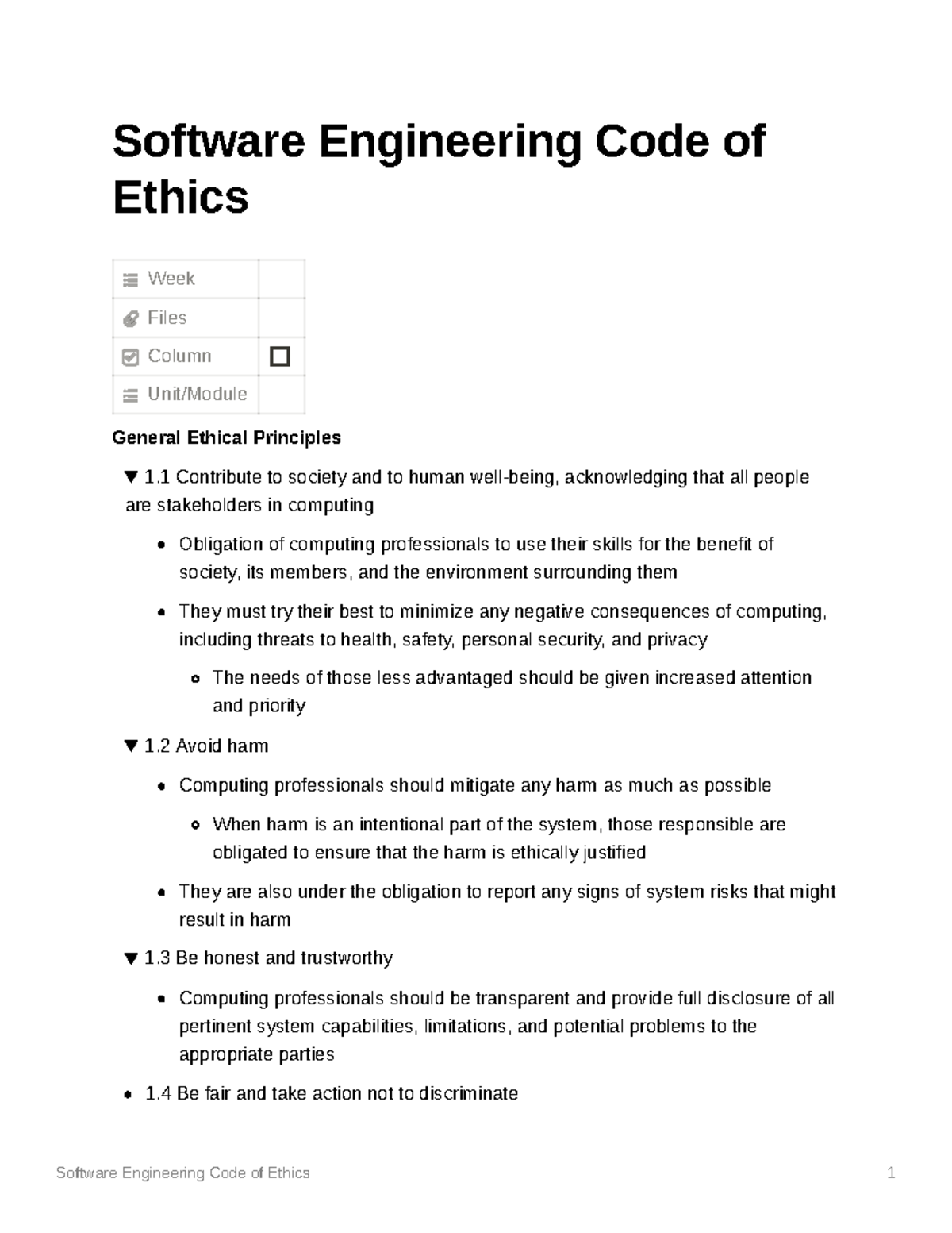 Software Engineering Code of Ethics - Studocu