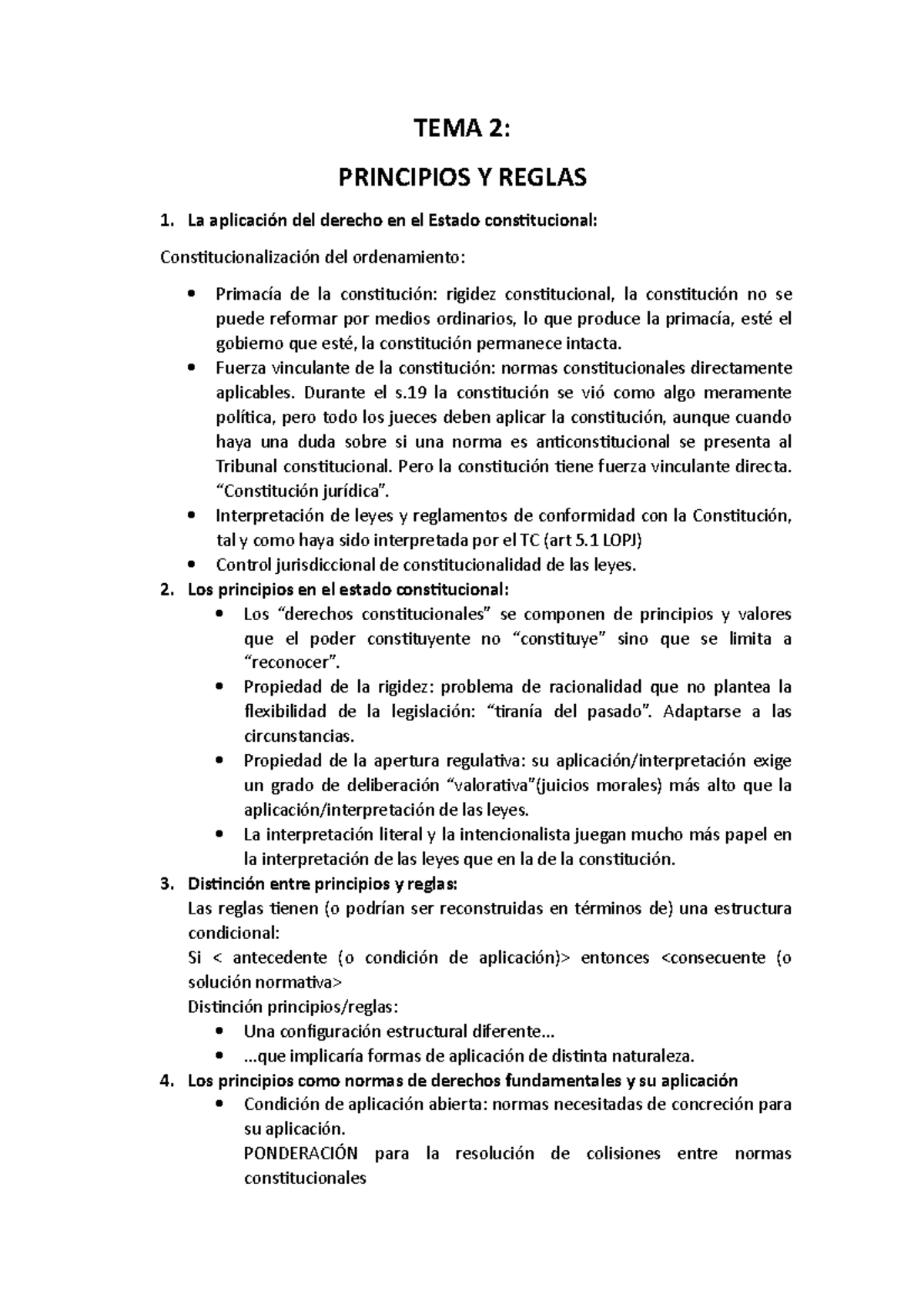 TEMA 2 - tema 2 - TEMA 2: PRINCIPIOS Y REGLAS La aplicación del derecho en el Estado ...
