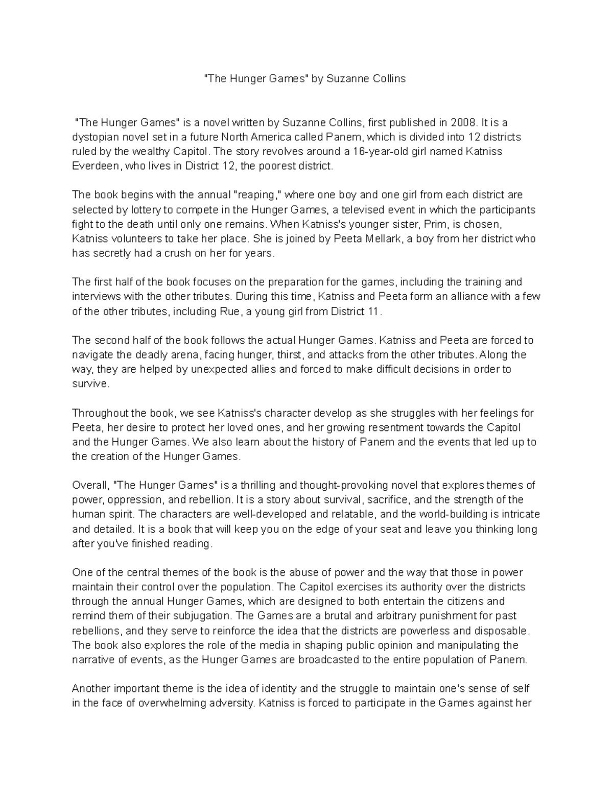 The Hunger Games by Suzanne Collins - "The Hunger Games" by Suzanne ...