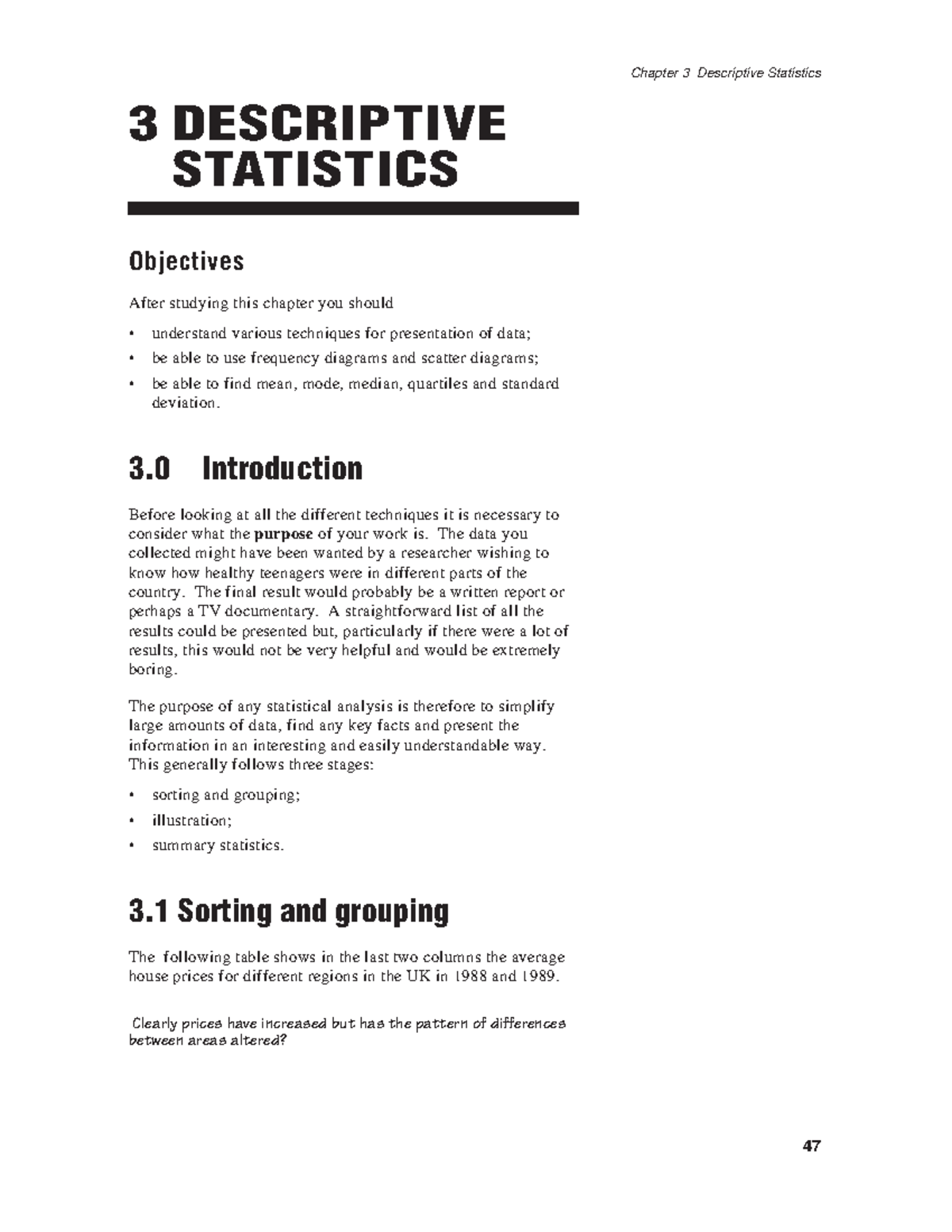Stats ch3 - chapter 3 - 3 DESCRIPTIVE STATISTICS Objectives After ...