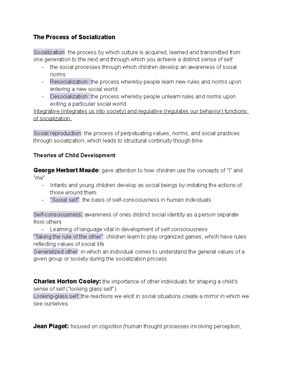 The Process of Socialization - The Process of Socialization ...