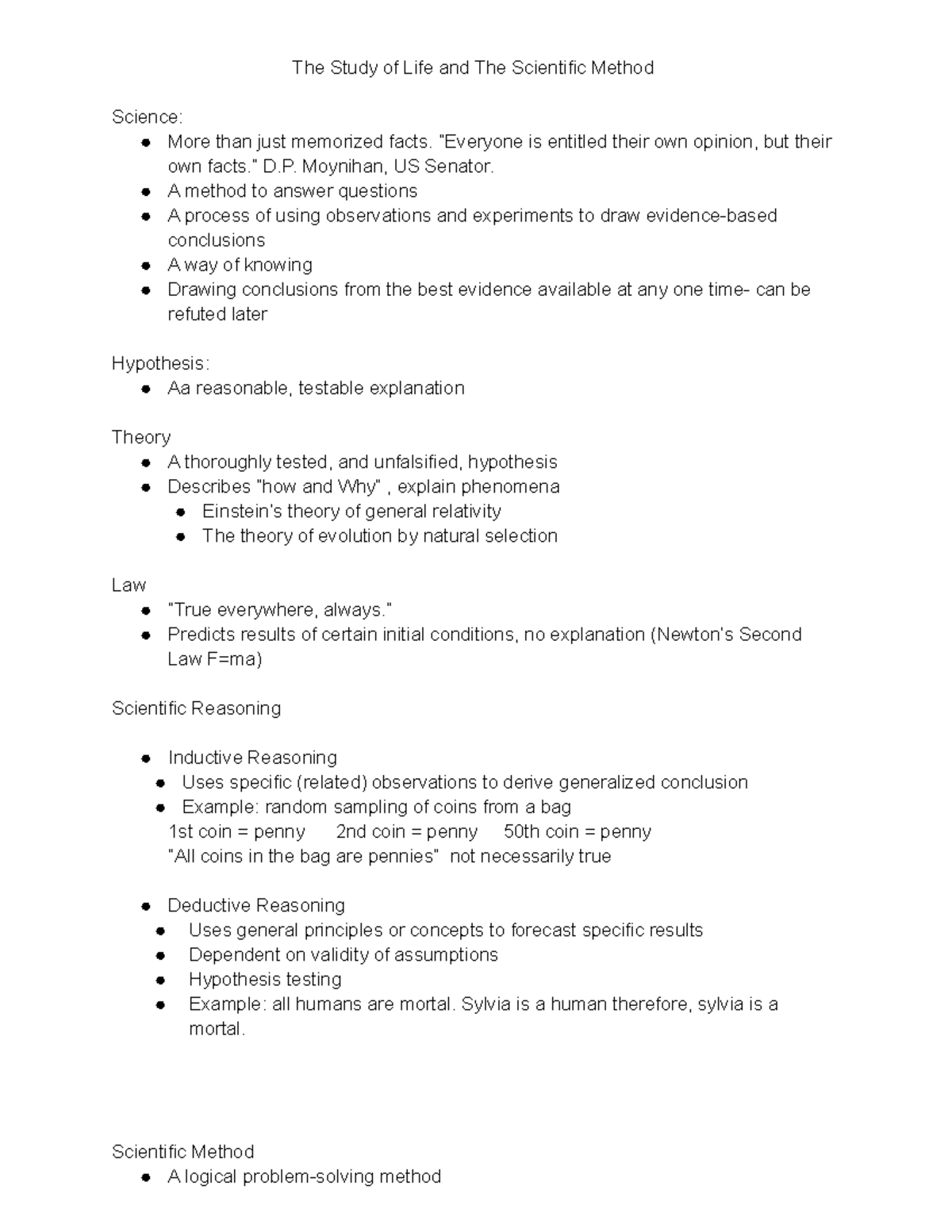 The Study of Life and The Scientific Method - The Study of Life and The ...