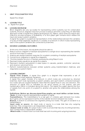 Introduction TO System Modelling - I. UNIT TITLE/CHAPTER TITLE ...