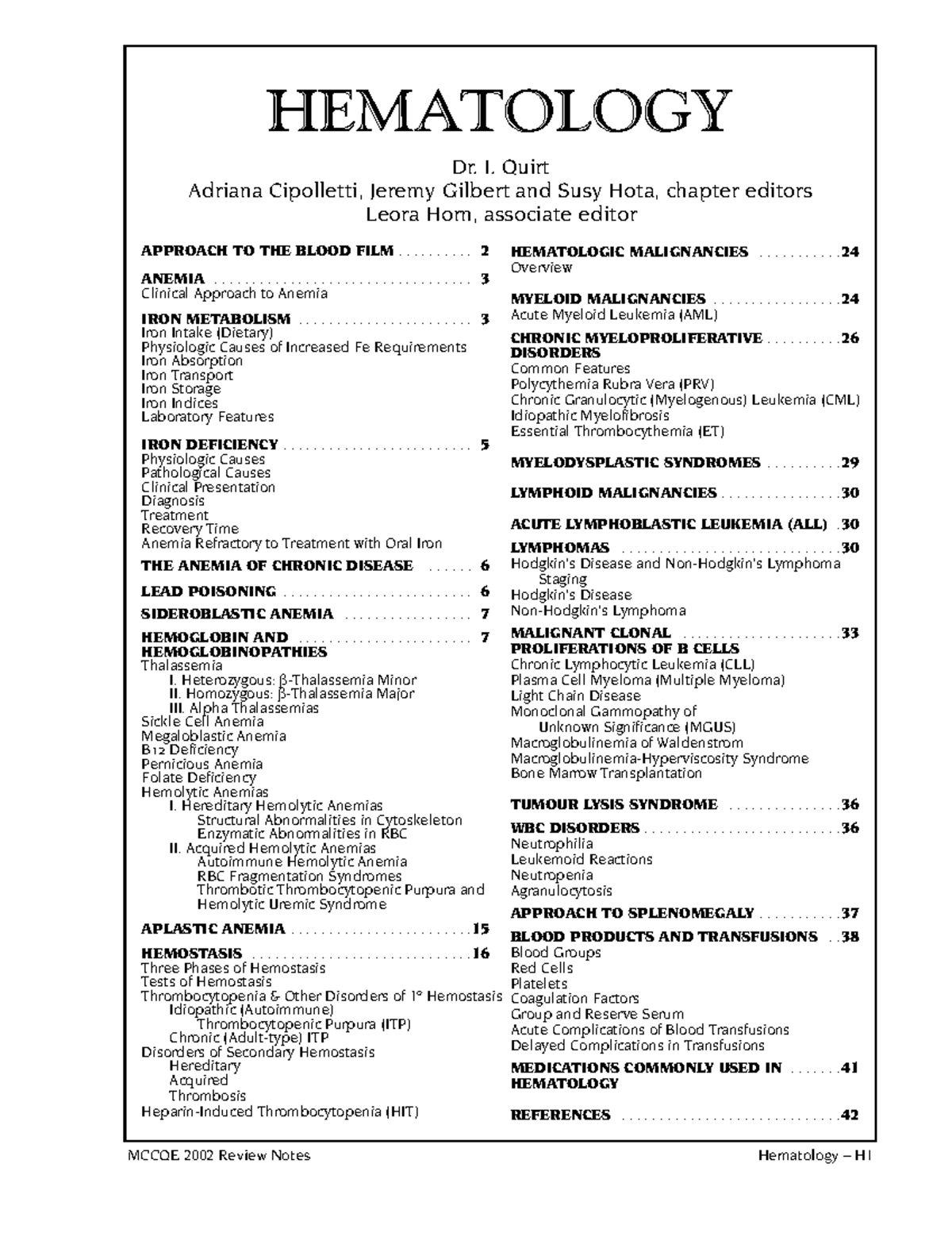 A- Hematology (Anemia) Hematolgy 2 Types of Anemia - HEMATOLOGY Dr. I ...