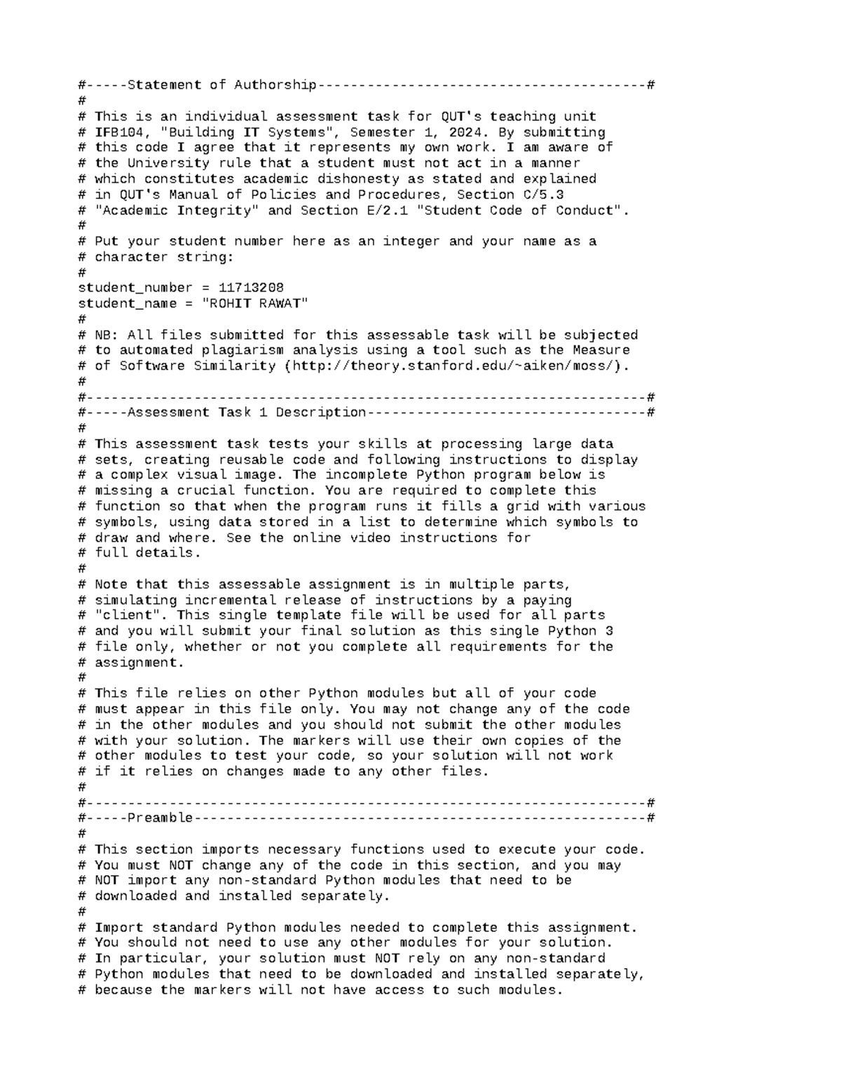 Annotated-assignment 1-1 - #-Statement of Authorship-# This is an ...