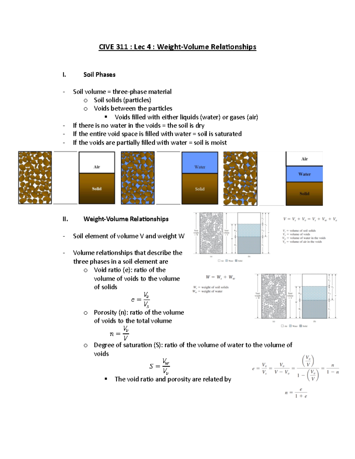 Fiche Lec 4 - CIVE311 - CIVE 311 : Lec 4 : Weight-Volume Rela9onships I ...