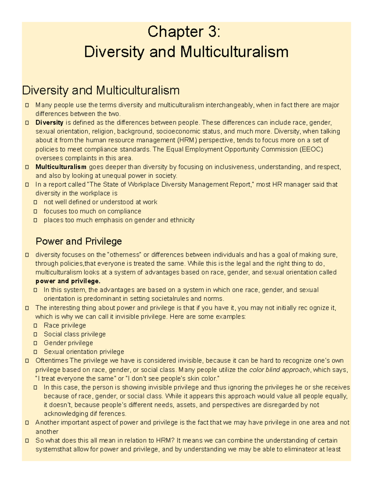 Ch 3 Diversity and Multiculturalism - Chapter 3: Diversity and Multiculturalism Diversity and ...