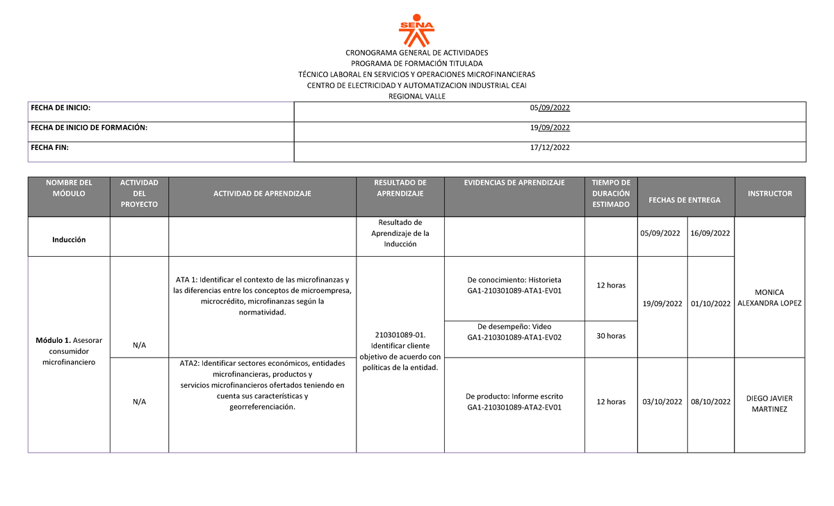 Cronograman Modulonn 1 436330 bc13ddd75 - CRONOGRAMA GENERAL DE ACTIVIDADES PROGRAMA DE FORMACI ...