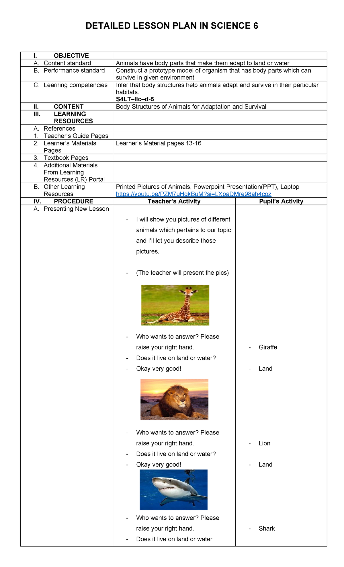 Body Structures of Animals for Adaptation and Survival - DETAILED ...