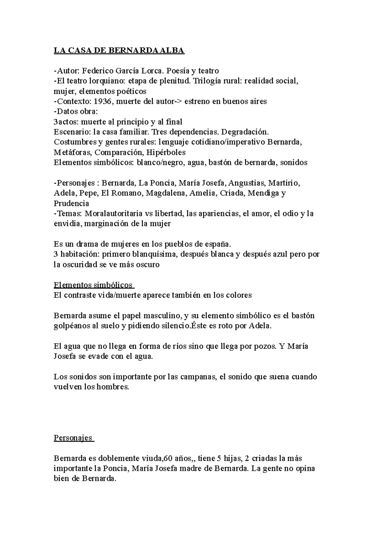 Casa bernarda alba - LA CASA DE BERNARDA ALBA -Autor: Federico García ...