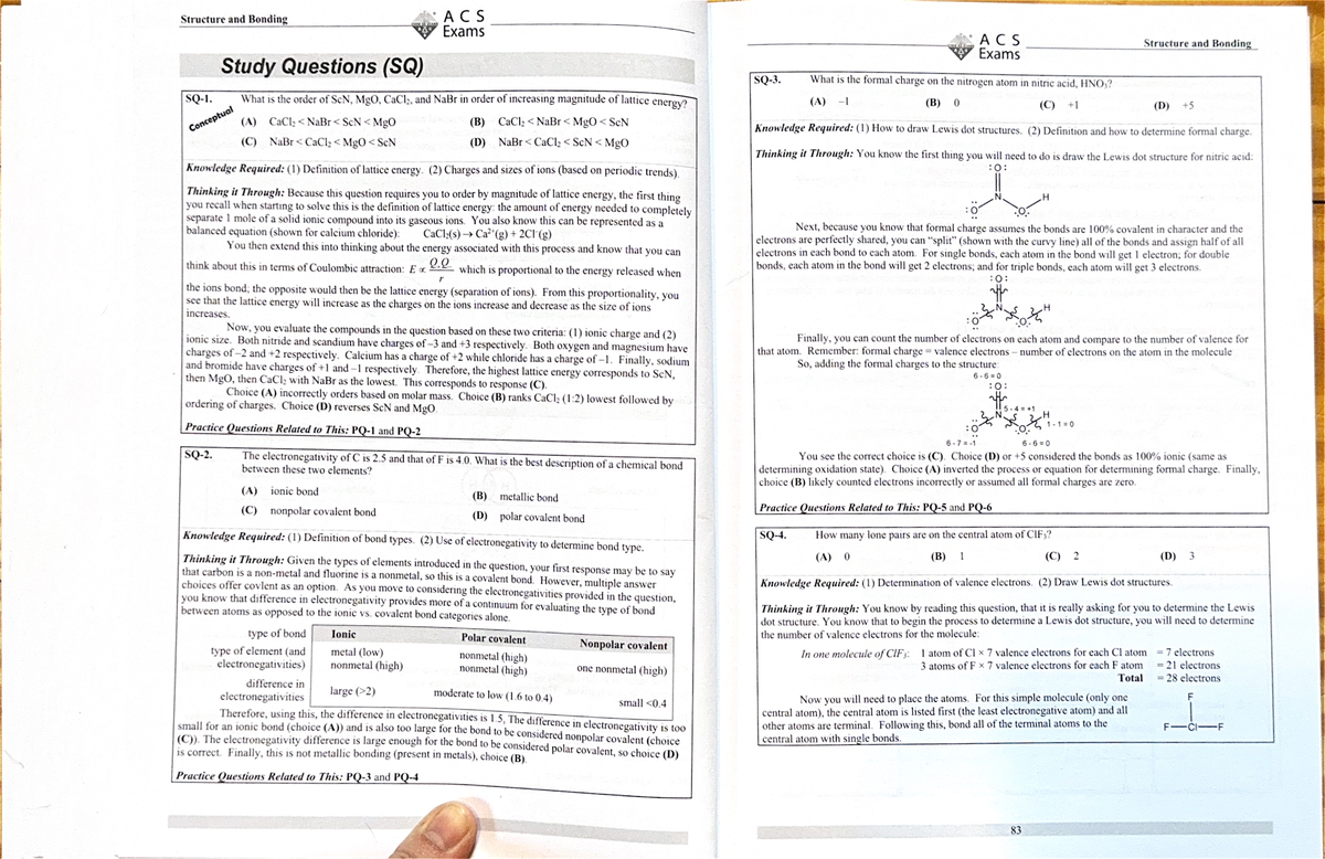 Chem Study Guide 1 - Structure and Bonding C S Exams ACS Structure and ...