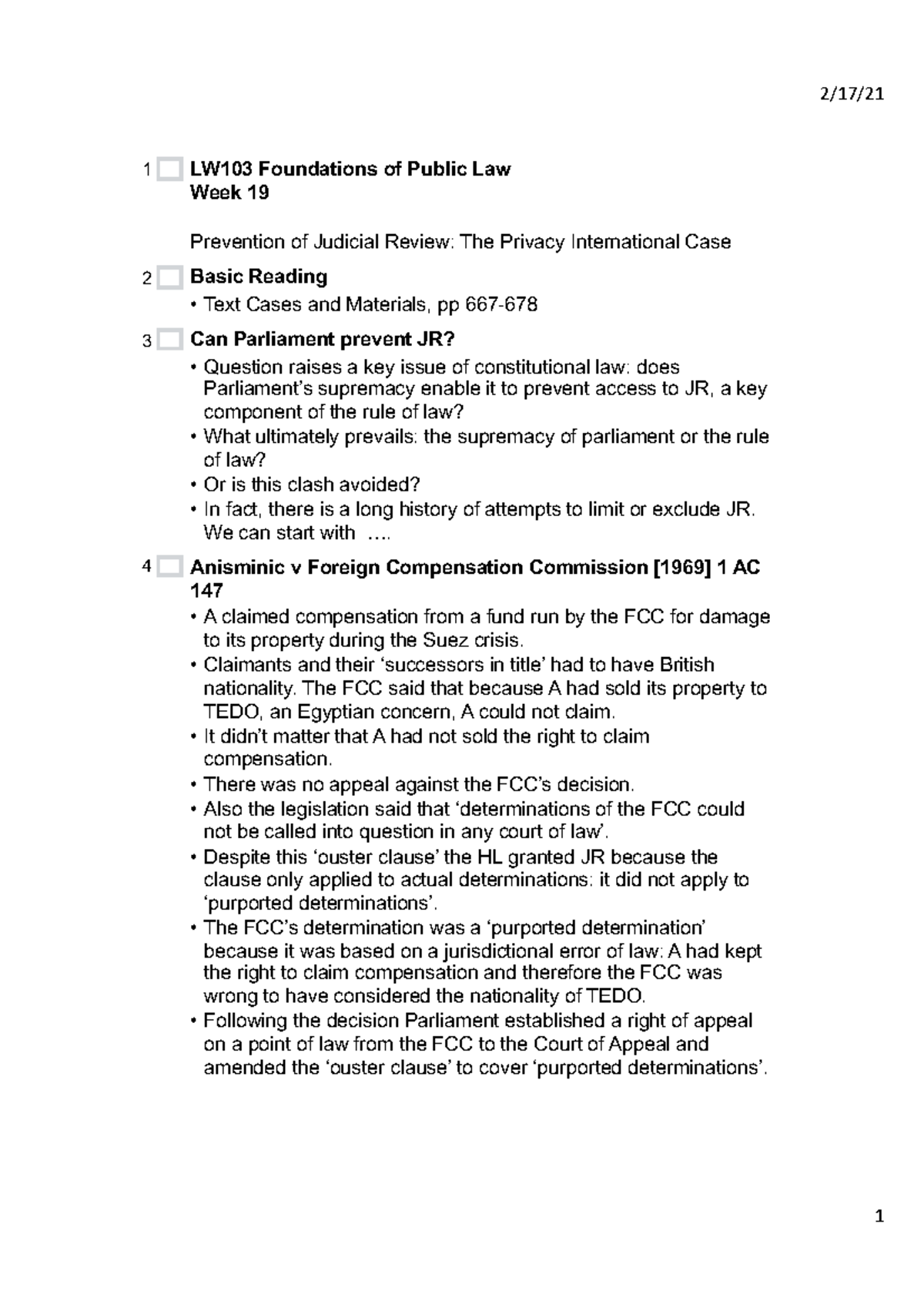 Lecture 12 Privacy International and prevention of judicial review ...