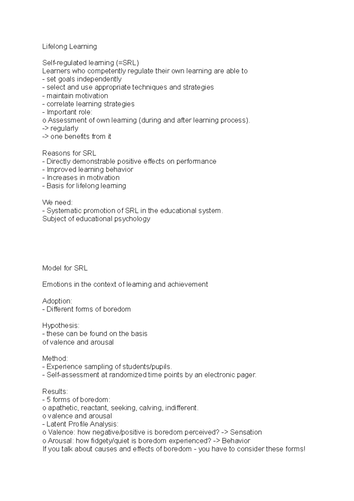 Lifelong Learning - Cognitive Psychology - Lifelong Learning Self ...