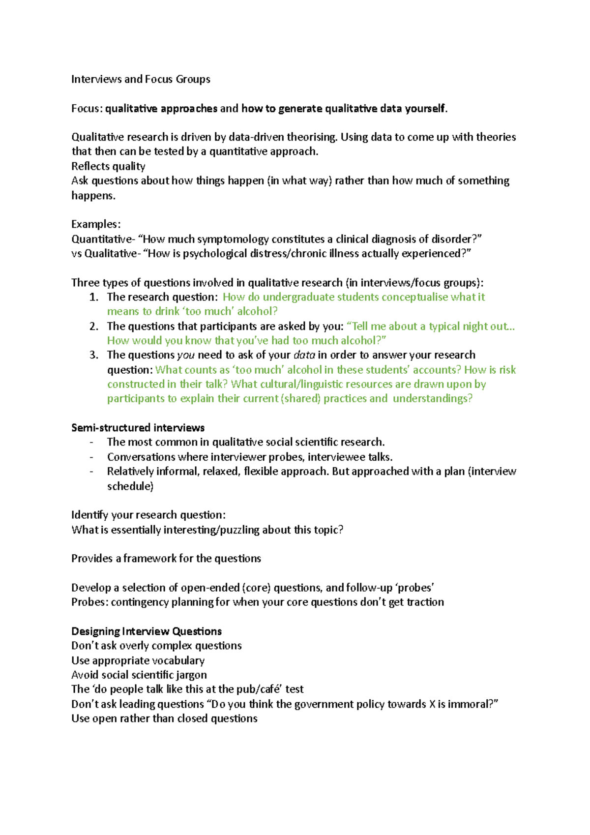 Interviews and Focus Groups - Interviews and Focus Groups Focus ...