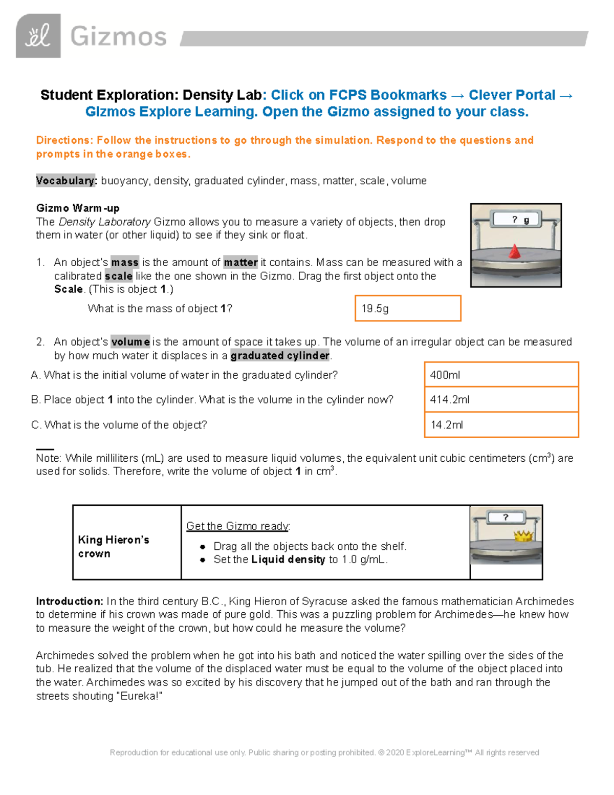 - Density Review Gizmos - 6034369 - Student Exploration: Density Lab ...