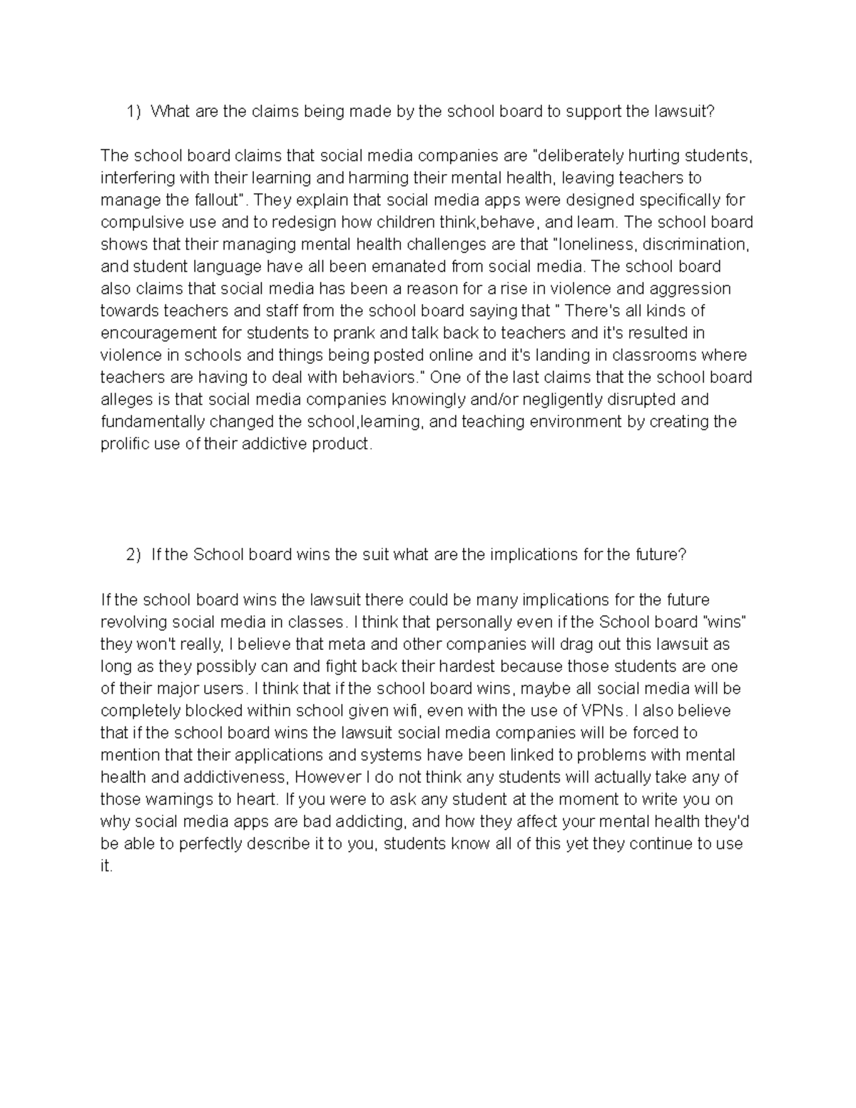 Lawsuit Against Social Media (Marked) - What are the claims being made ...