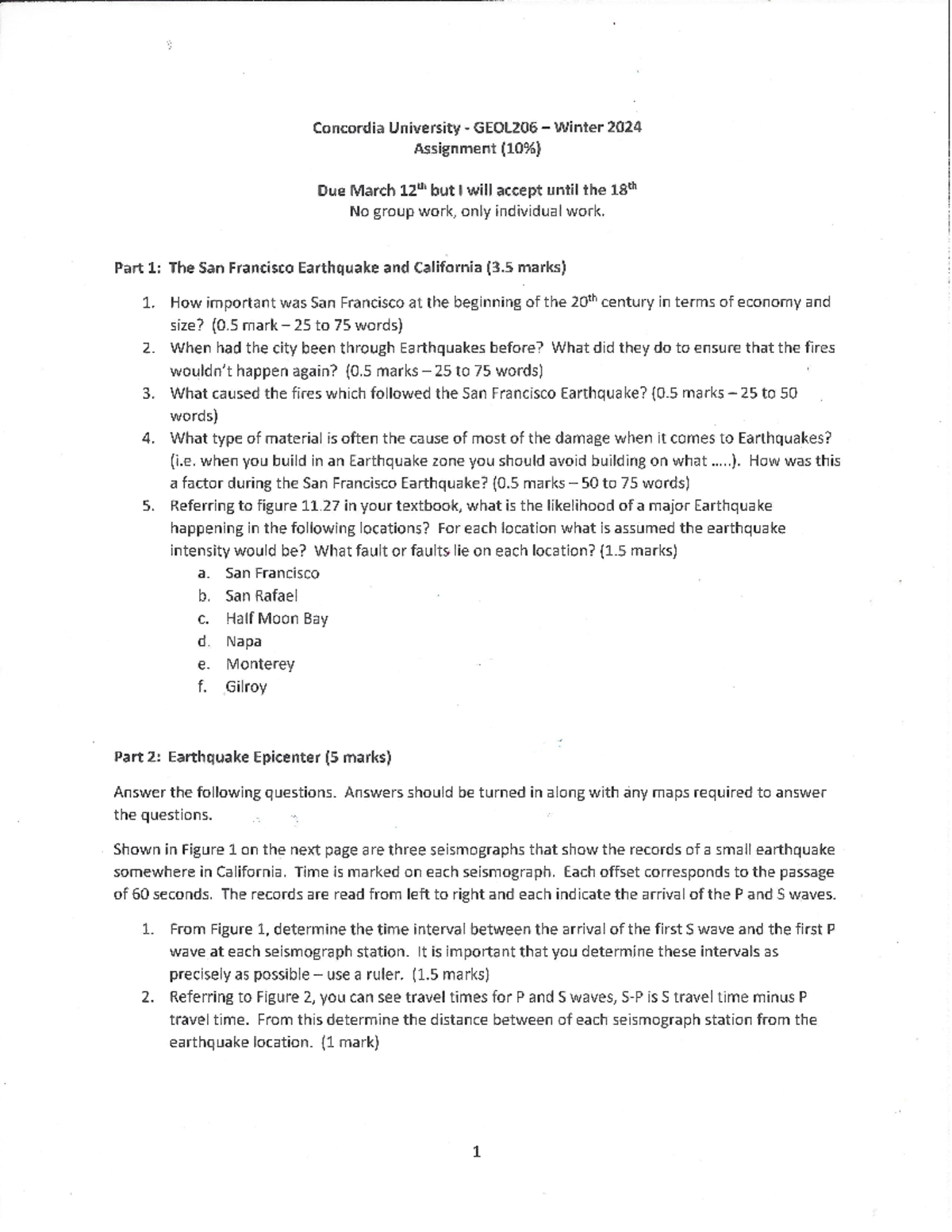 Assignment #2 - GEOL 206 - Studocu