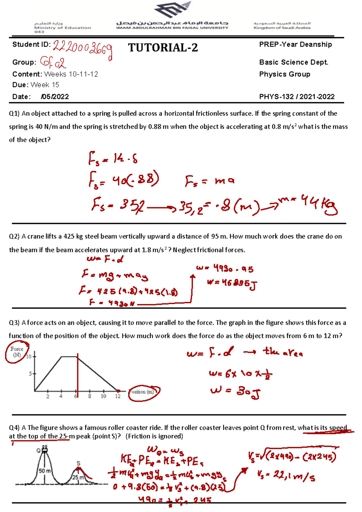 PHYS-132 Tutorial-2 - Practice questions - Student ID: TUTORIAL- PREP ...