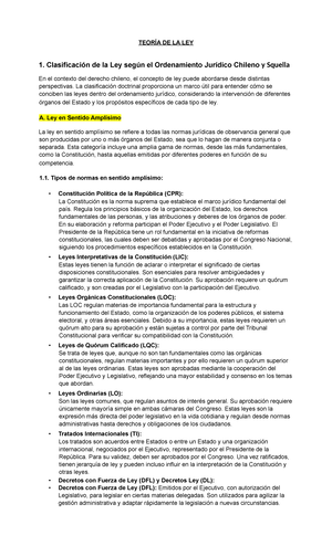 Teoría DE LA LEY - SDJHFKJDSHFLJSHDJF - TEORÍA DE LA LEY Ley en sentido ...