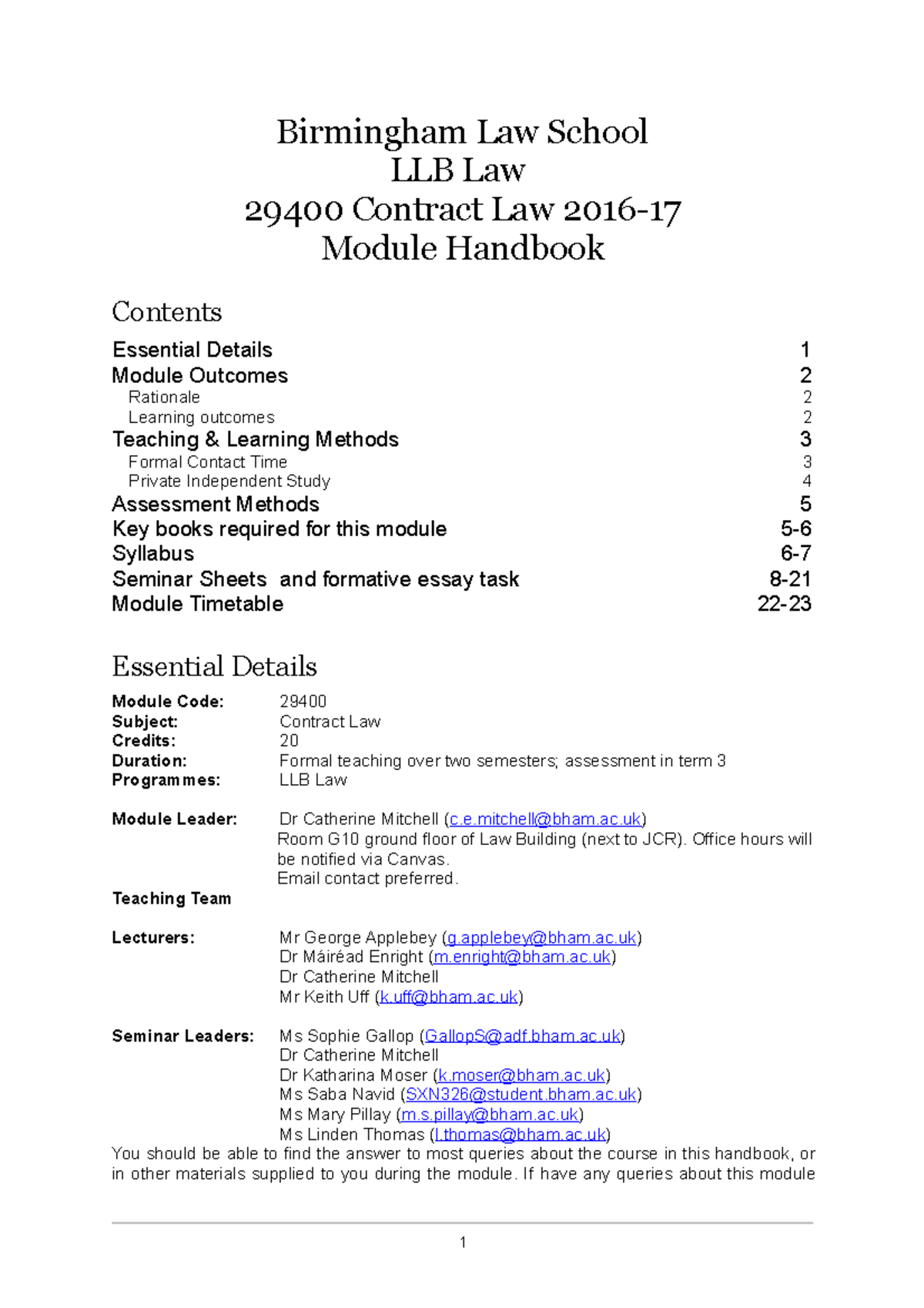 General Contract Law Handbook - Birmingham Law School LLB Law 29400 ...