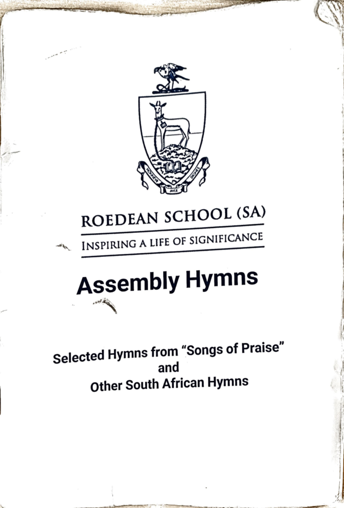 Hymn Book - very help hymn book - AVLX ROEDEAN SCHOOL (SA) INSPIRING A ...