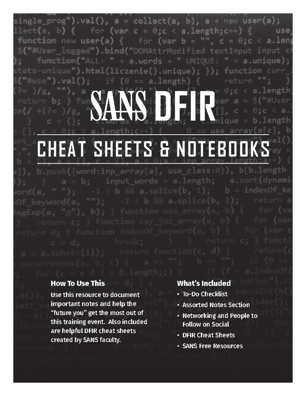 SANS DFIR Cheatsheets and Notebooks - CHEAT SHEETS & NOTEBOOKS How To ...