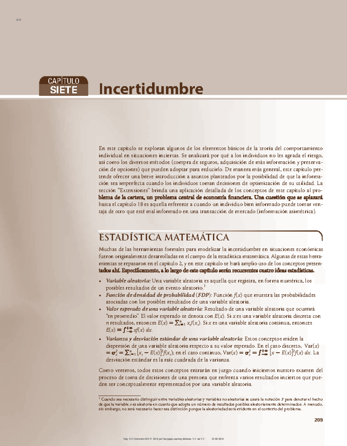 Incertidumbre CPA 7 -Libro Nicholson, W. y Snyder, C. (2015 ). Teoría ...