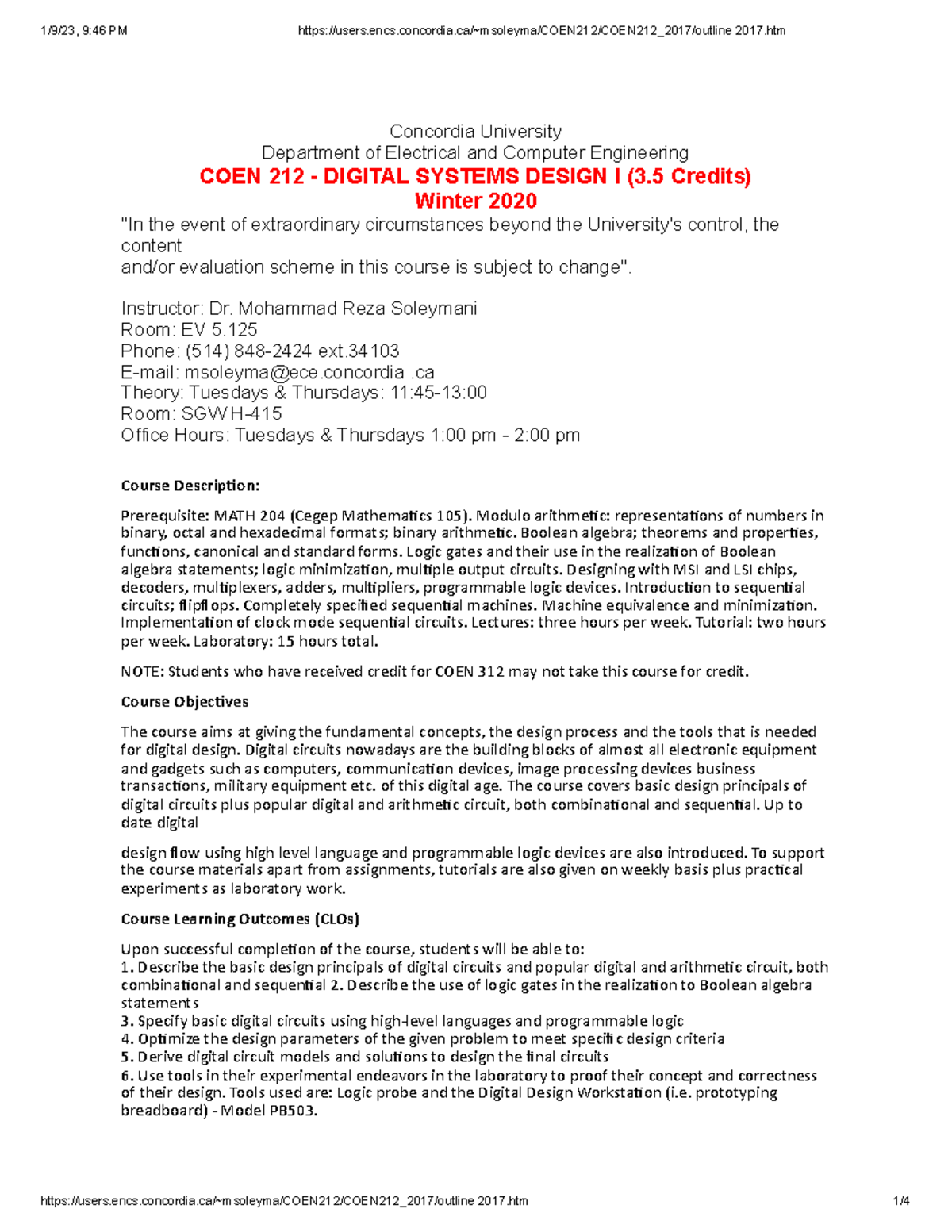 Coen212 2020 - Course Outline - Concordia University Department of ...