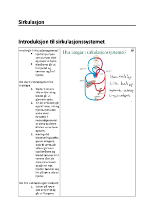 Sirkulasjonssystemet - MED1200 - Kristiania - Studocu