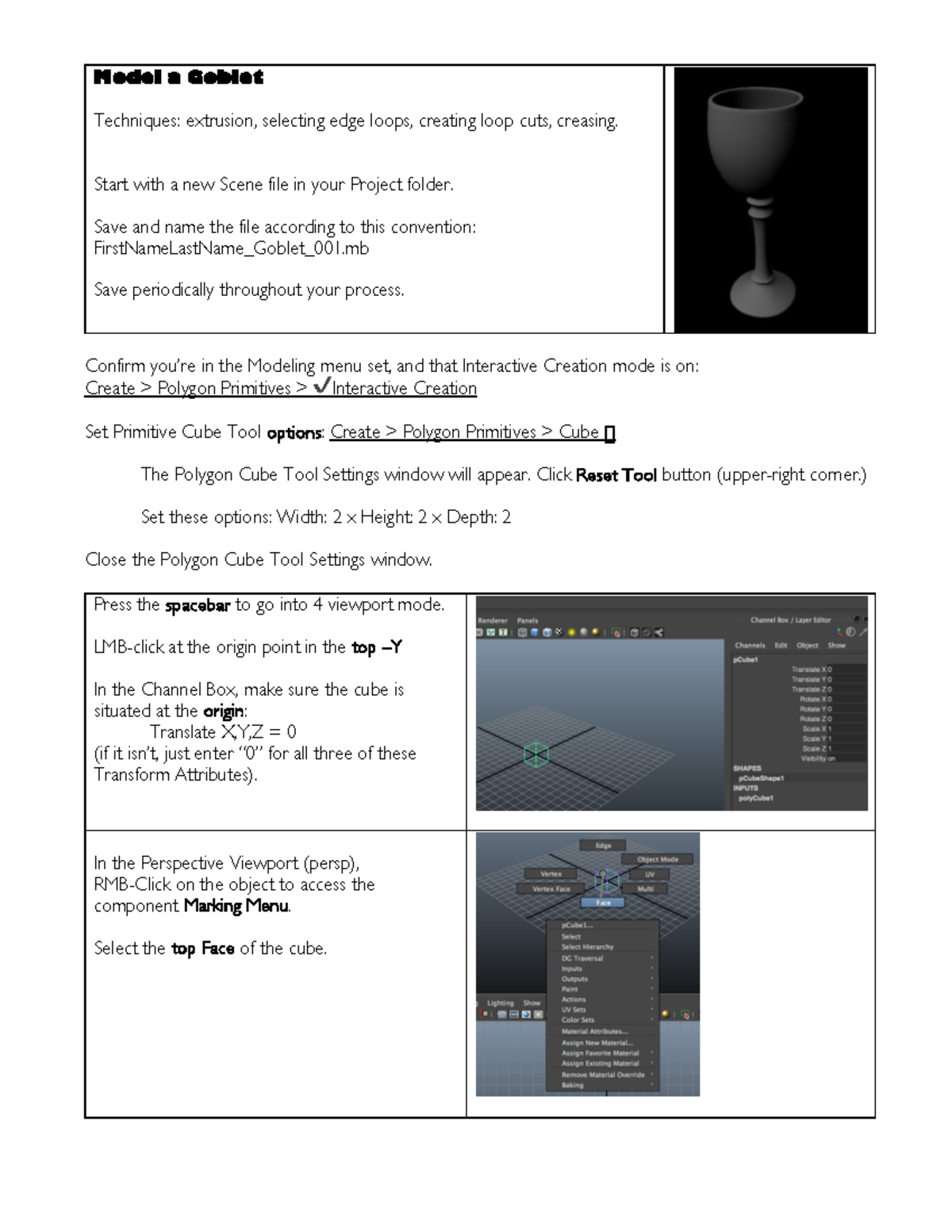 001 Goblet FA22-1 - Model a Goblet Techniques: extrusion, selecting ...