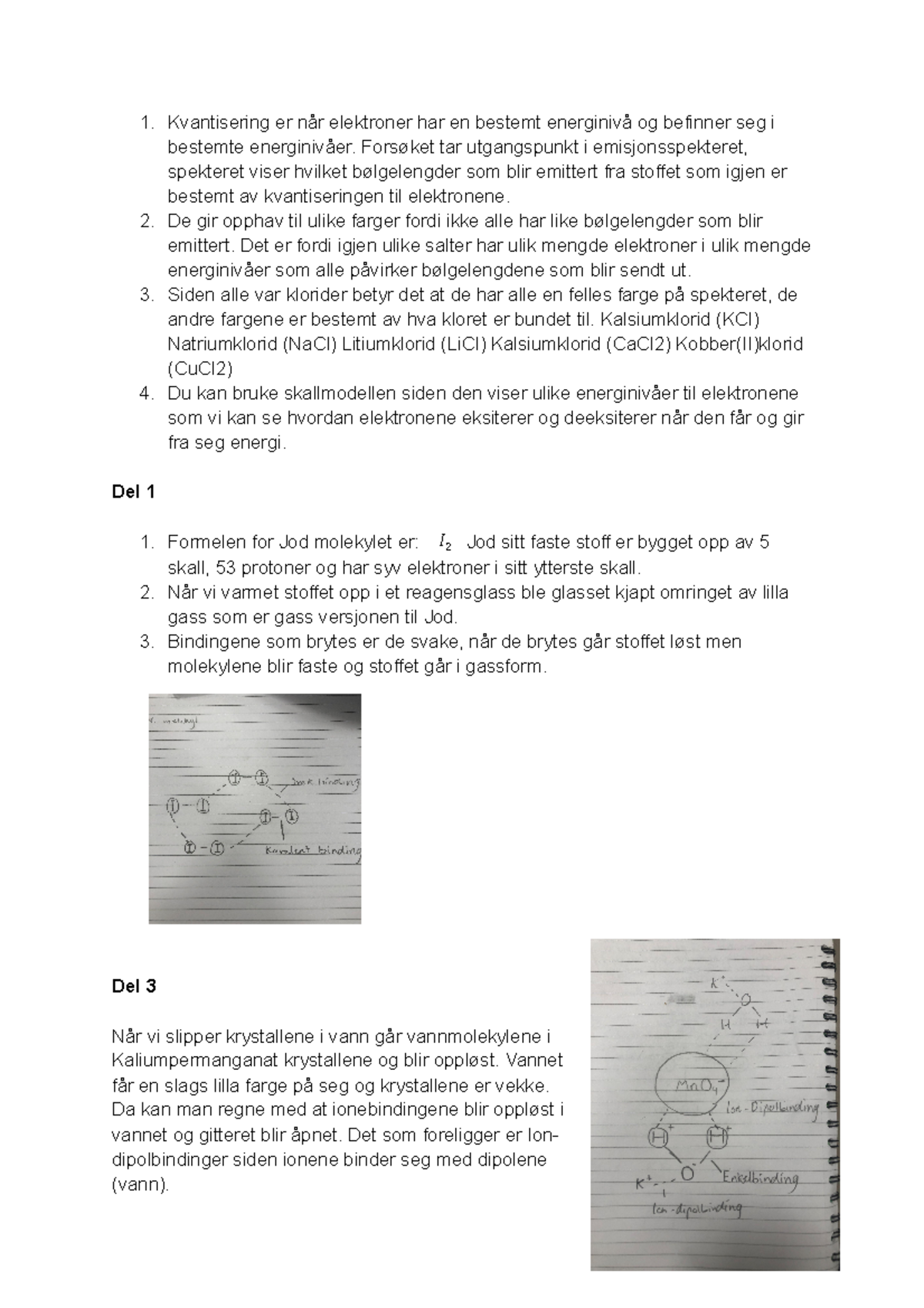 Rapport om Kjemiske forbindelser og Reaksjoner - Kvantisering er når ...