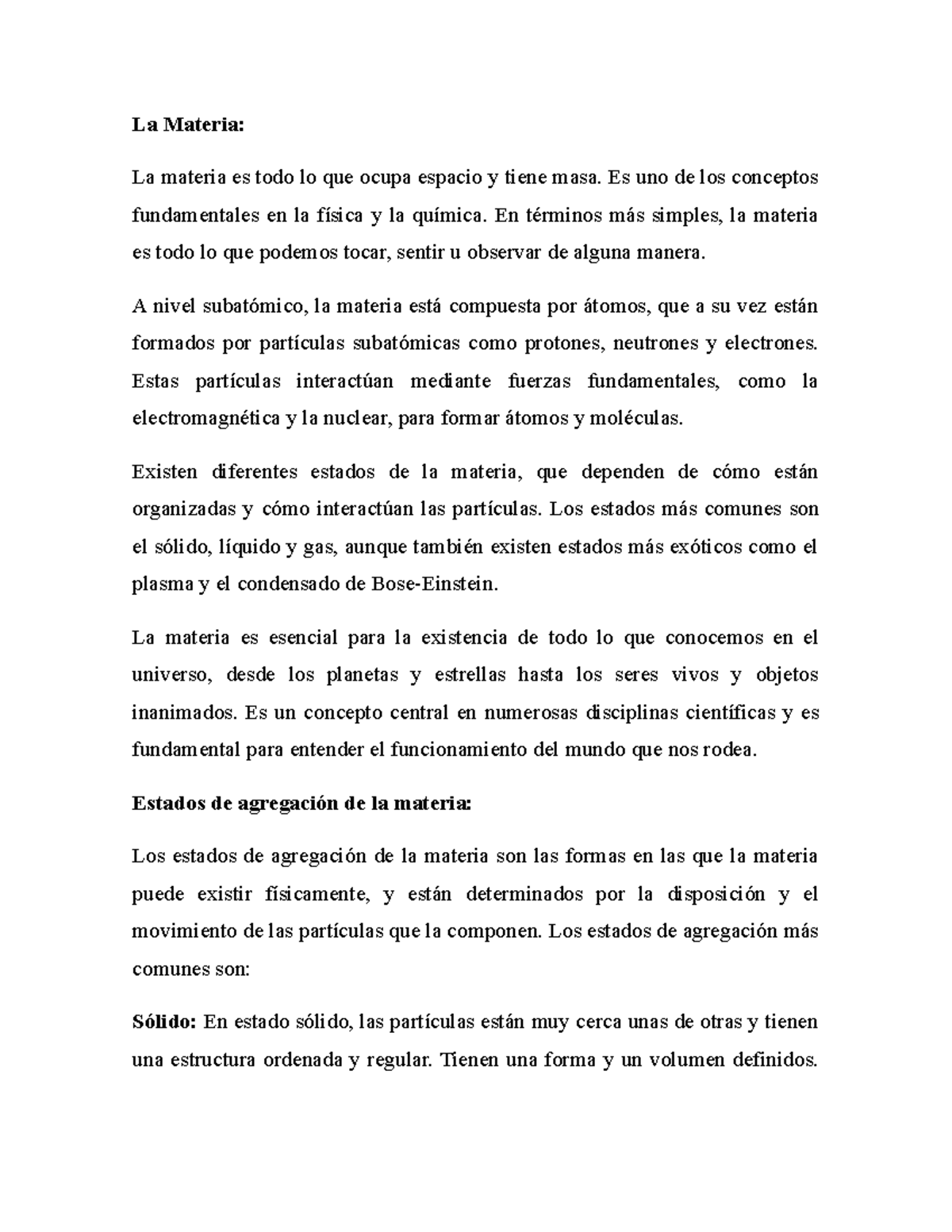 La Materia - La Materia: La materia es todo lo que ocupa espacio y ...