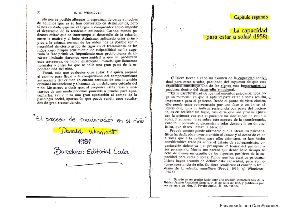 Winnicott, Donald. La capacidad para estar a solas. 1981 - introducción ...