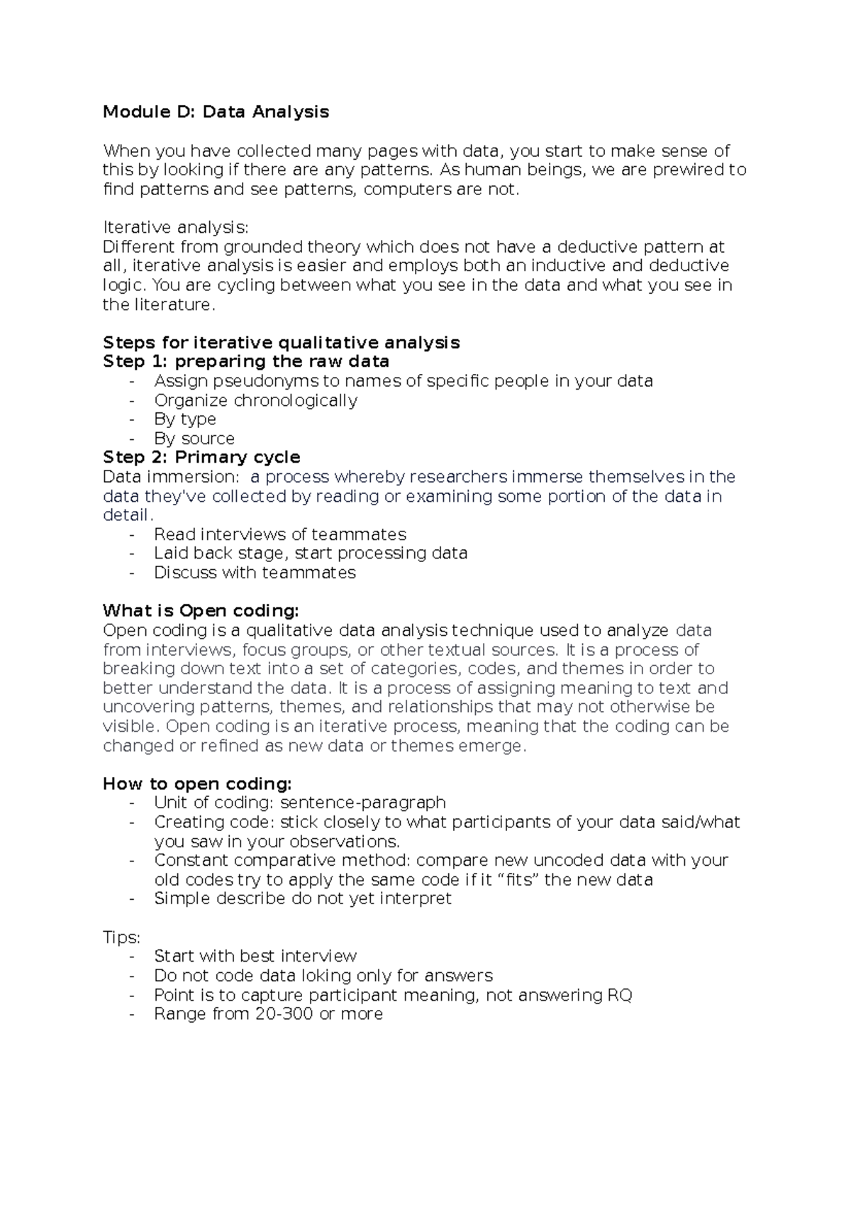 Module D-f - Goede samenvatting voor endterm BRM qual - Module D: Data ...