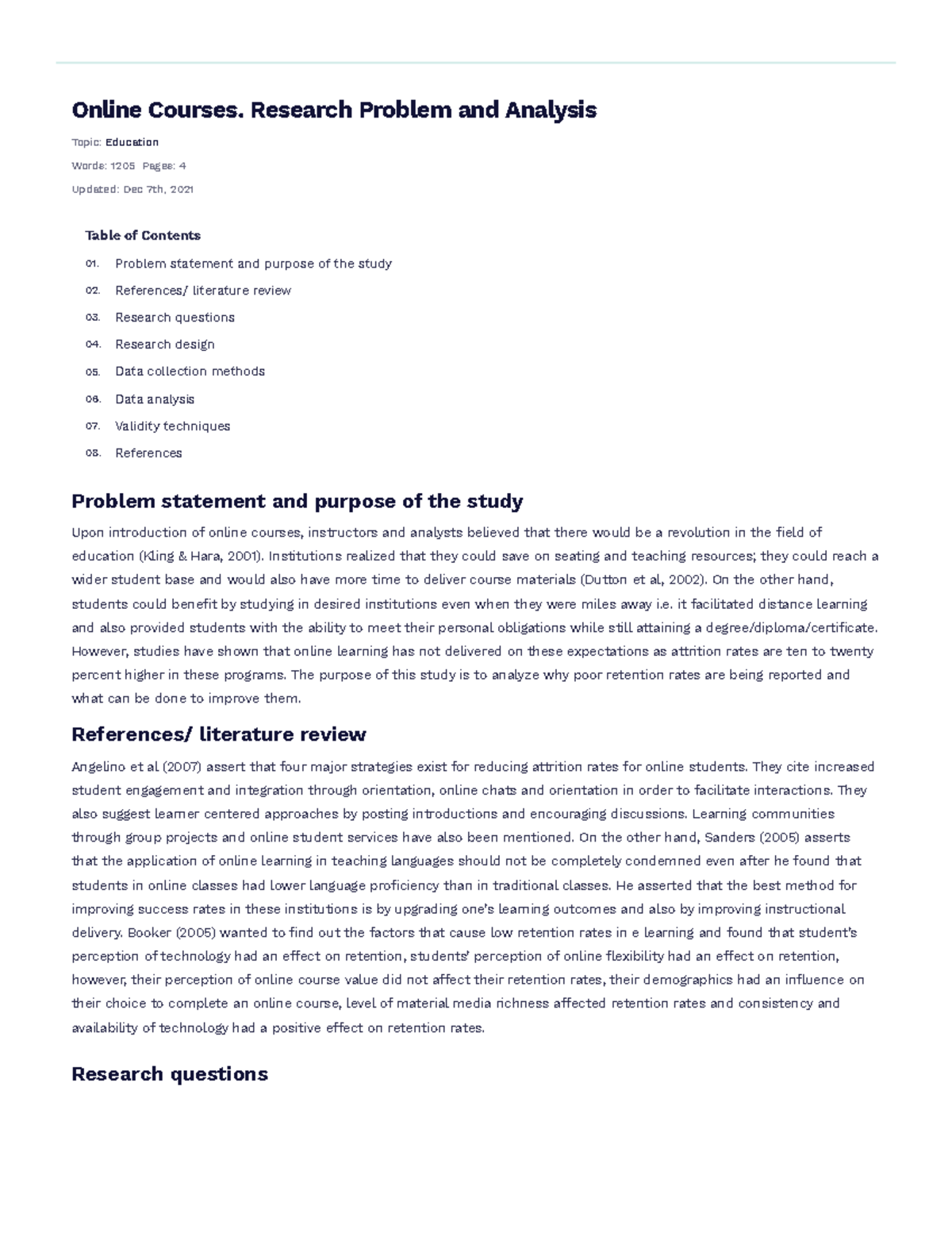 Online Courses. Research Problem and Analysis Free Essay Example ...