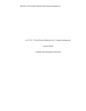 ACC 345 Business Valuation Report - Summary Business Valuation Report ...